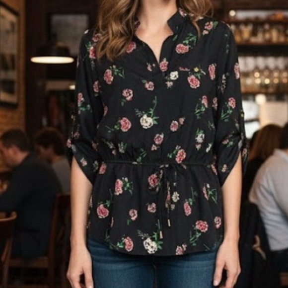 Speed Limit Mph | Tops | Speed Limit Mph Floral Tunic Blouse Black ...